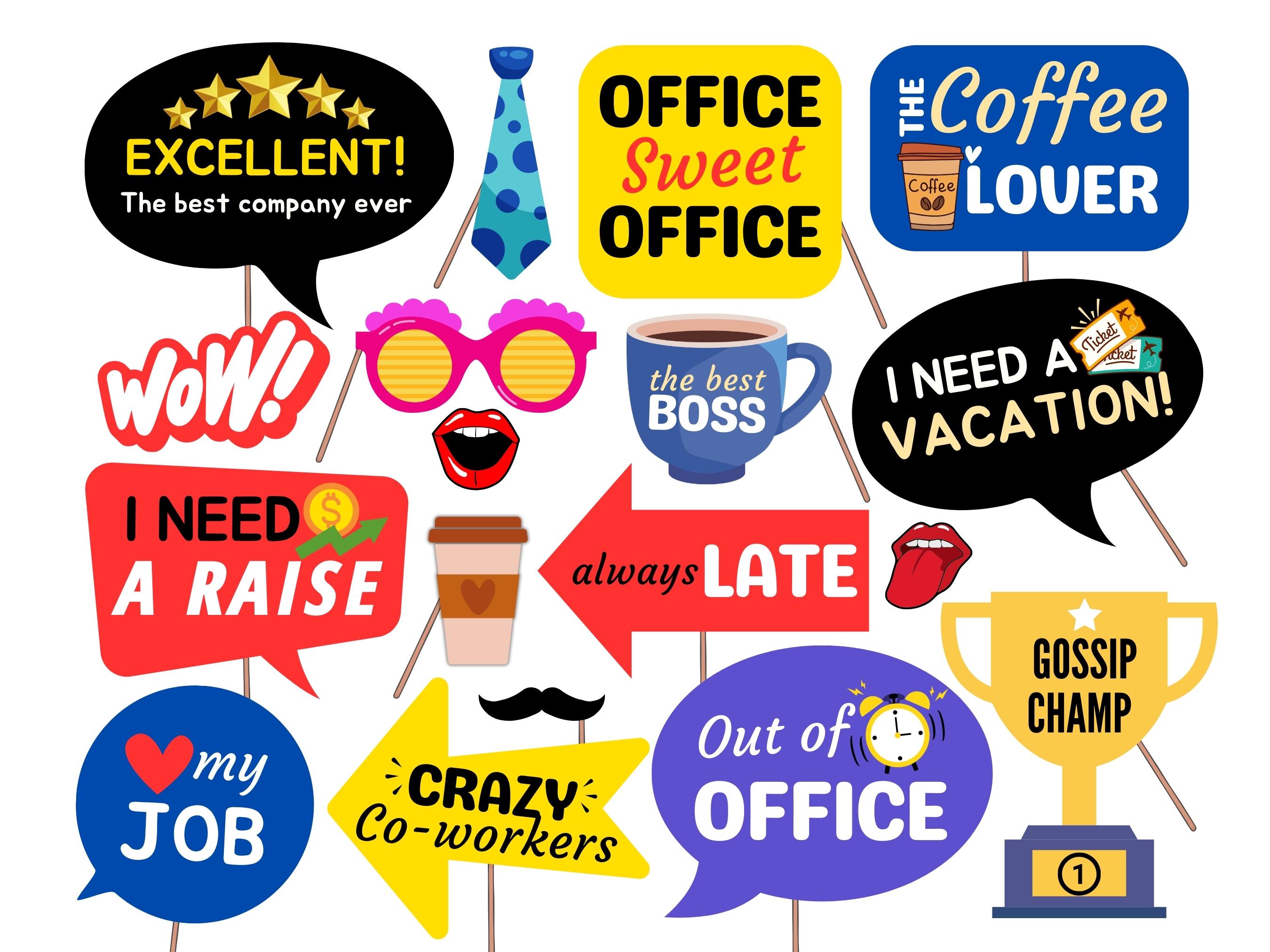 Office Party Props Printable, Office Party Photobooth Props, Work Party ...