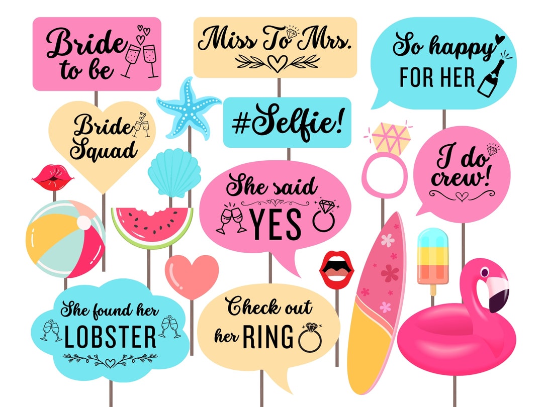 Beach Bachelorette Party Photo Booth Props, Beach Bridal Shower Party ...