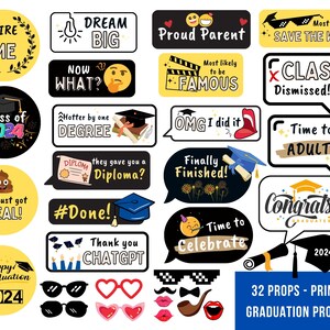 2024 Graduation Props, Graduation Props, Graduation Photo Booth Props ...
