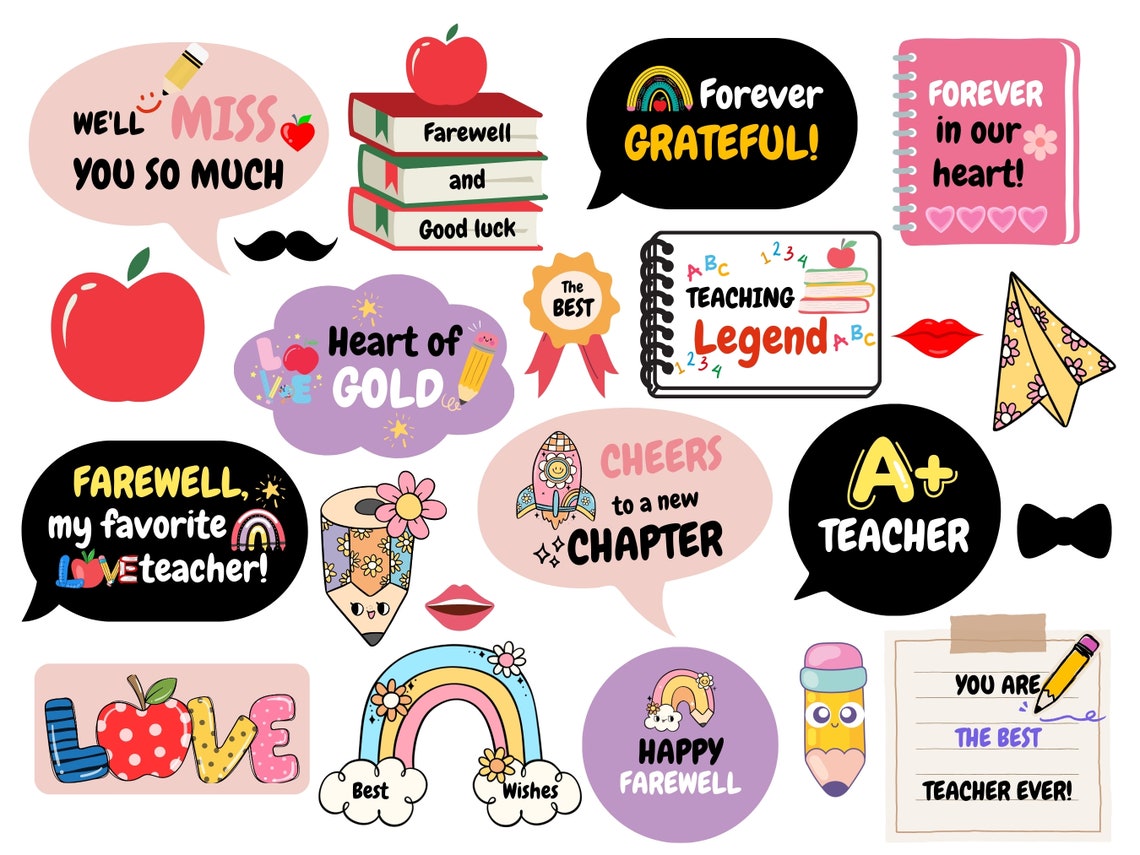 Teacher Farewell Party Photo Props Printable, Teacher Farewell Props ...