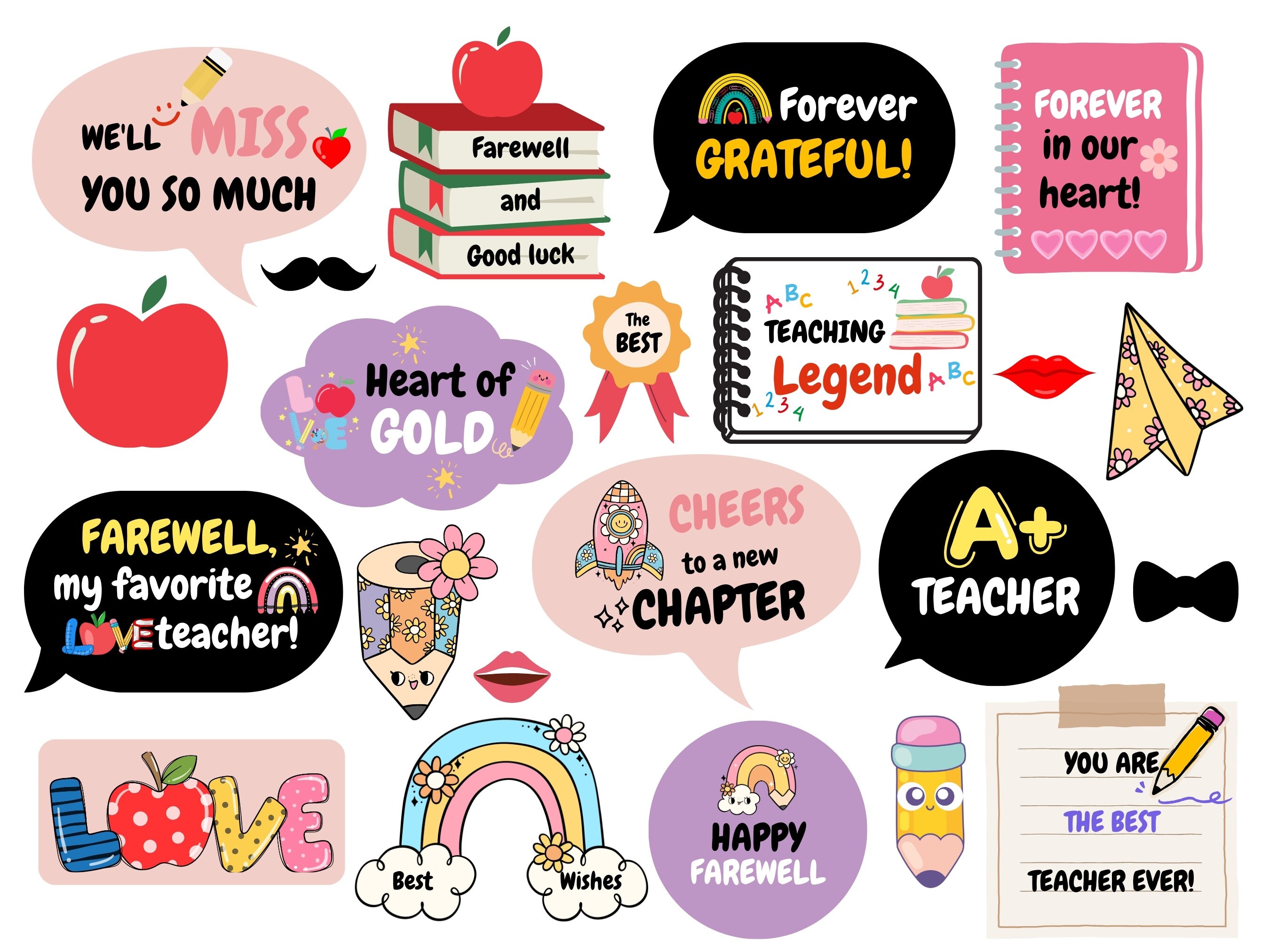 Teacher Farewell Party Photo Props Printable, Teacher Farewell Props ...