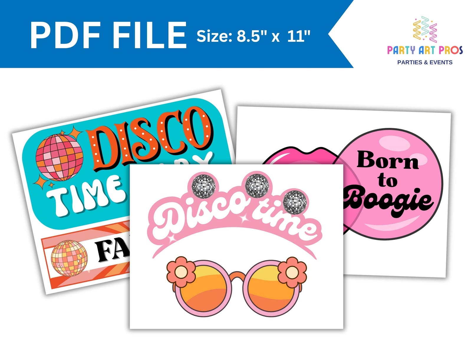 Disco Birthday Photo Booth Props: Retro 70s Party Decorations (PDF ...
