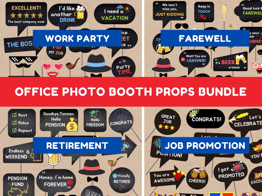 Office Photo Booth Props, Corporate Photo Booth Props, Office Party ...
