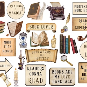 Book Lovers Day Party Photo Booth Props Printable, Book Club Party ...