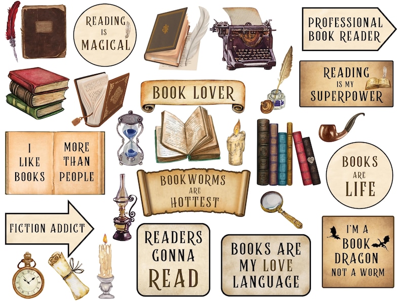 Book Lovers Day Party Photo Booth Props Printable, Book Club Party ...