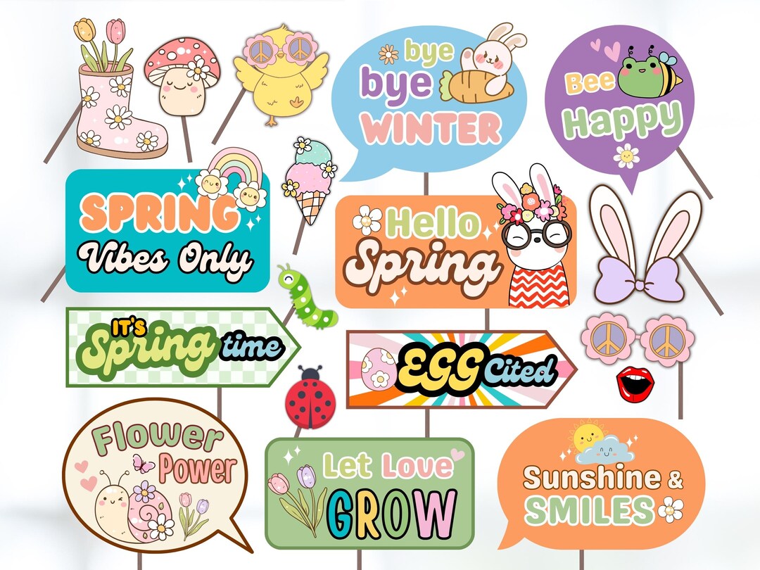 Spring Photo Booth Props: Easter Party Decorations (digital Download ...