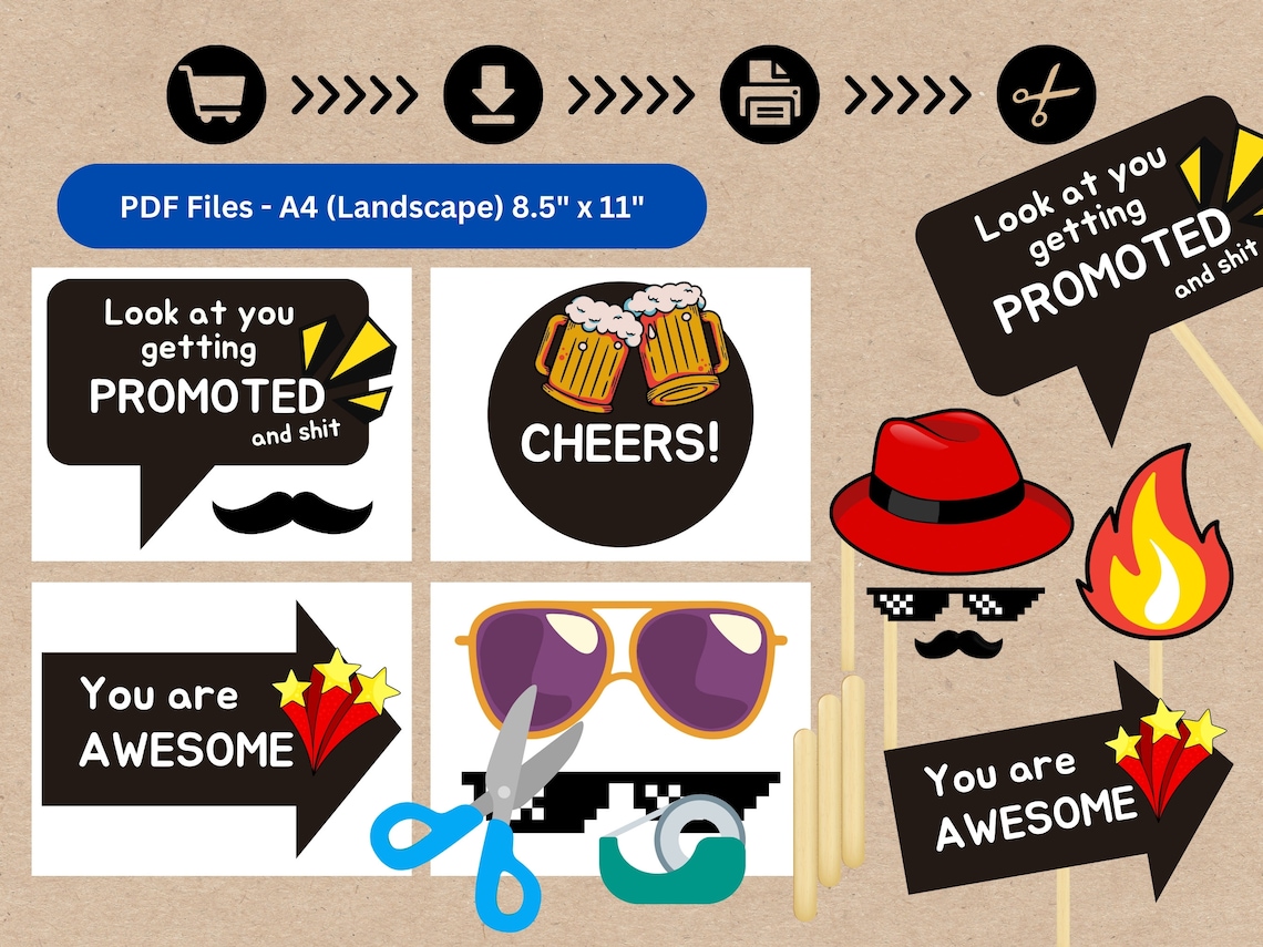 Job Promotion Photo Booth Props, Job Promotion Props, Work Promoted ...