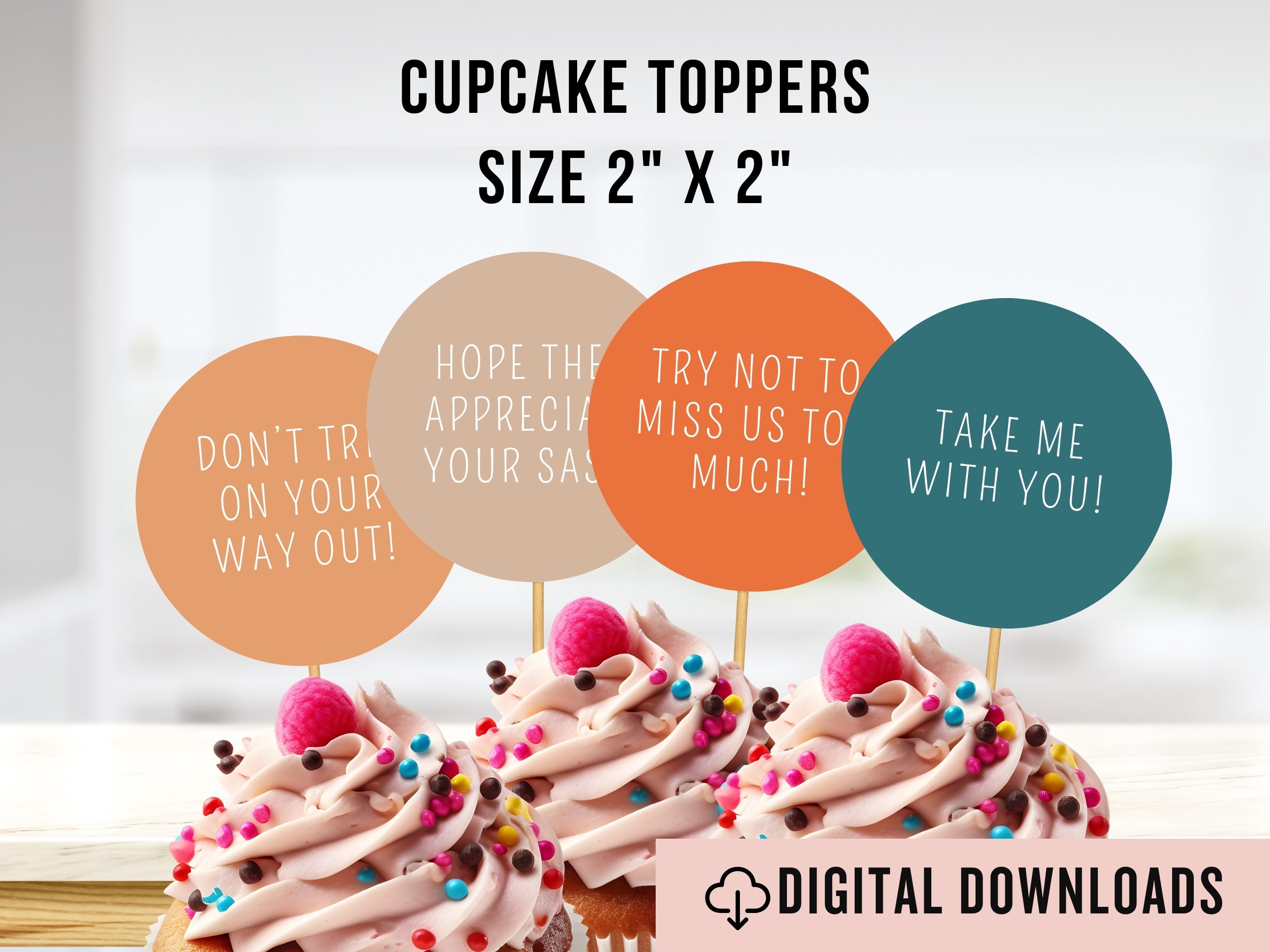 Sassy Goodbye Cupcake Toppers: Boho Farewell Party (digital Download ...