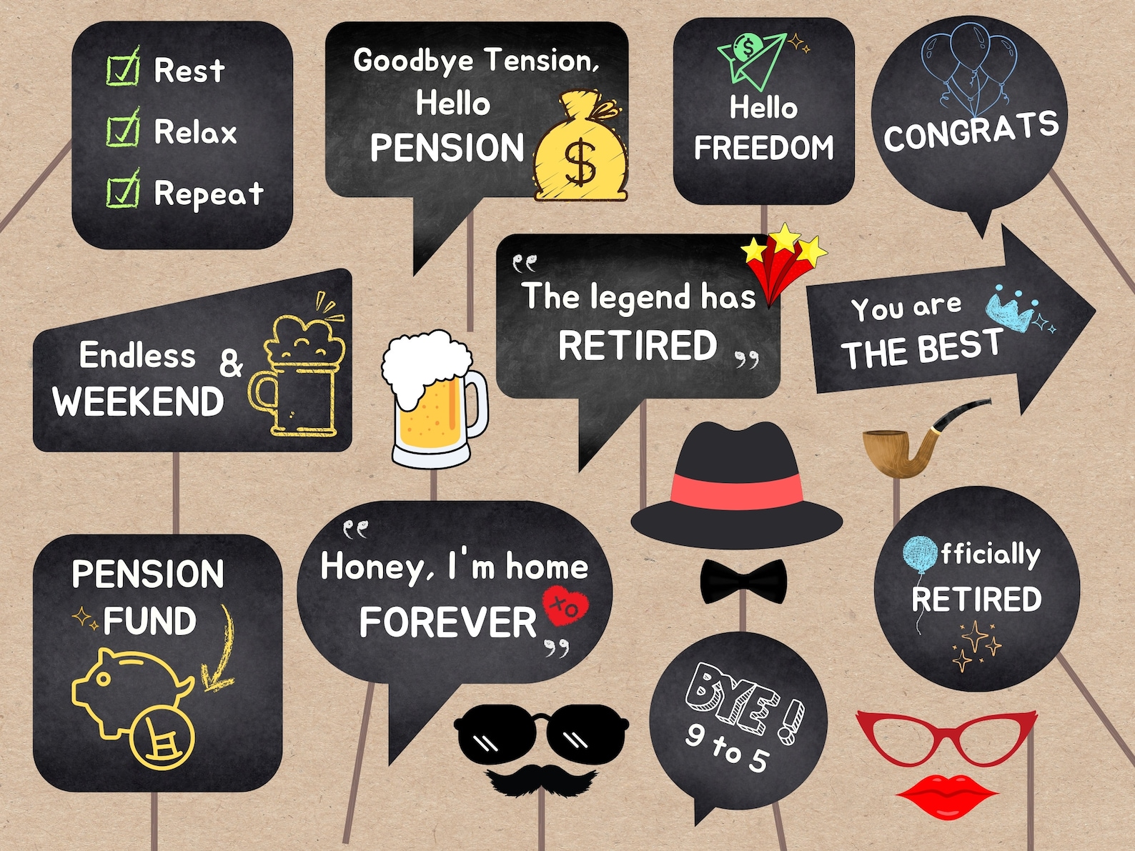 Retirement Photo Booth Props, Retirement Props, Retirement Party Props ...
