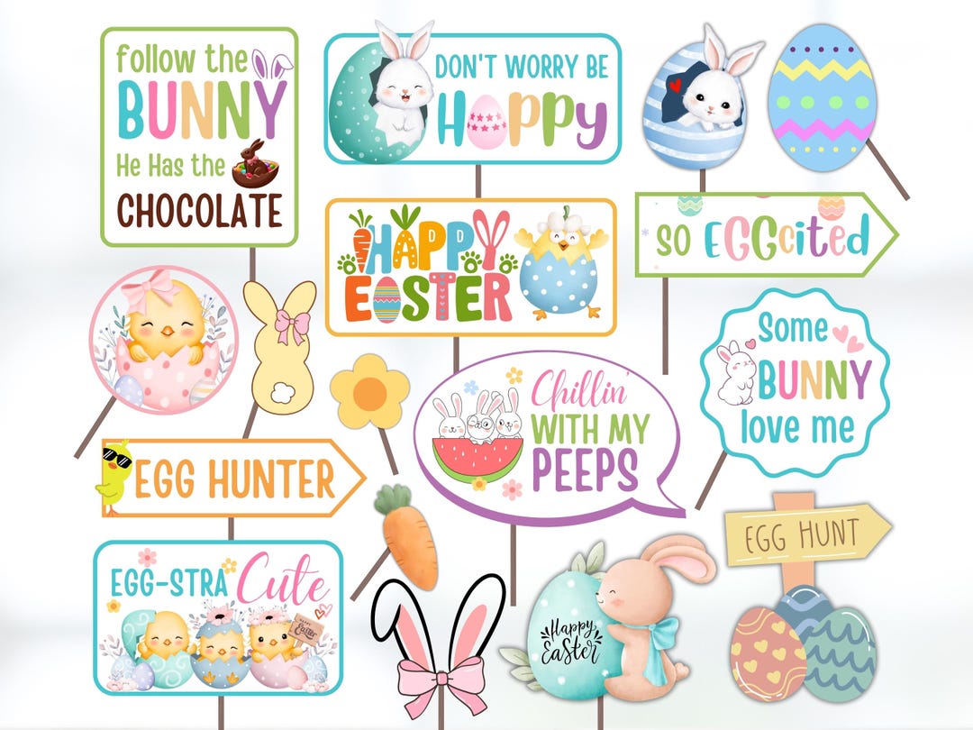 Kid Easter Photo Props Printable, Cute Easter Party Decorations, Easter ...