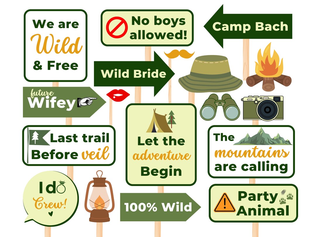 Camping Bachelorette Party Photo Props Printable, Camp Bachelorette ...