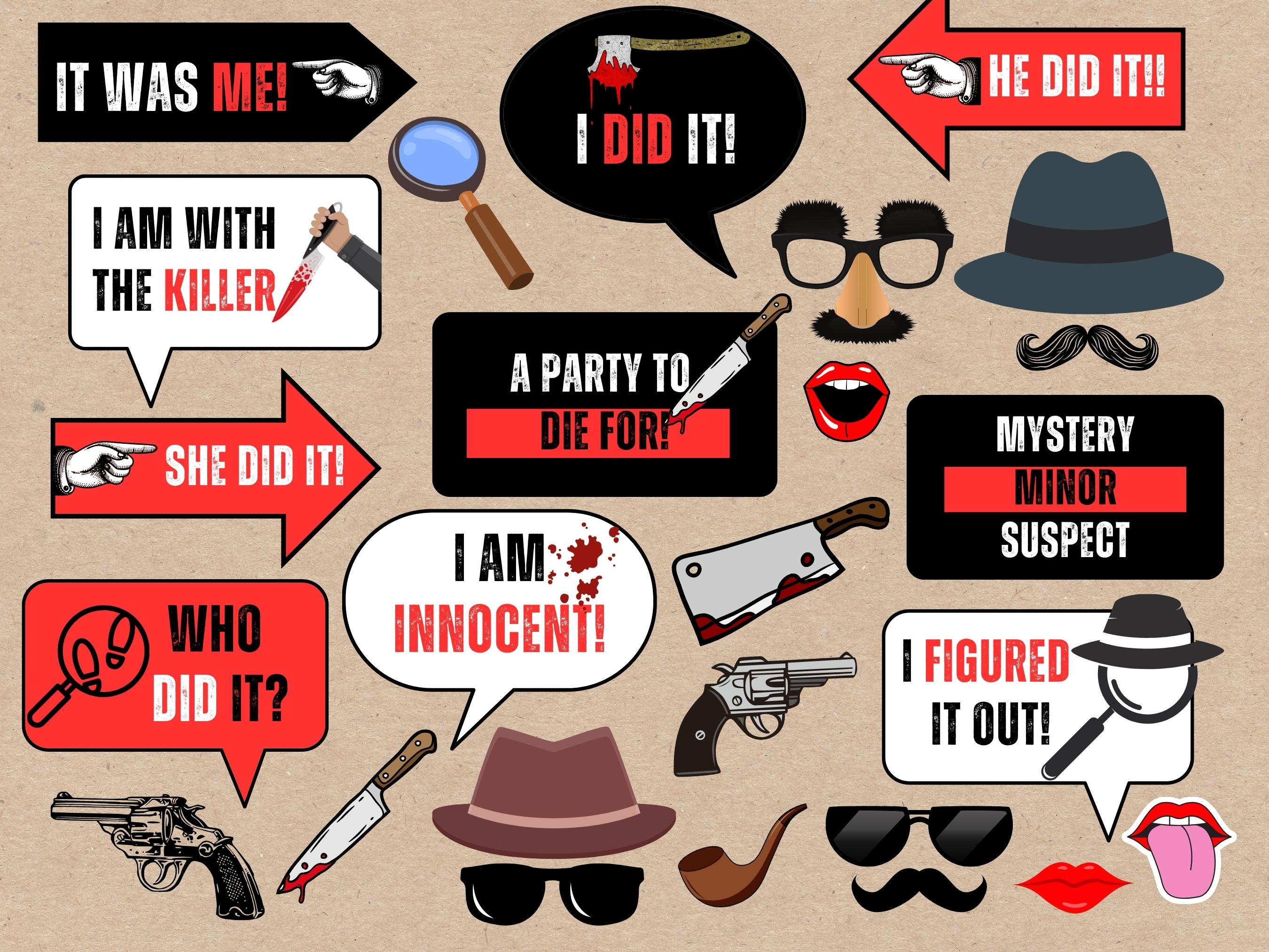 Printable Murder Mystery Party Props Murder Mystery Party - Etsy