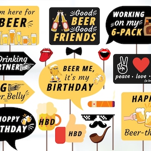 Birthday Beer Party Props Printable, Beer Birthday Photo Booth Props ...