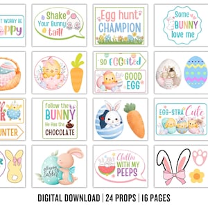 Kid Easter Photo Props Printable, Cute Easter Party Decorations, Easter ...
