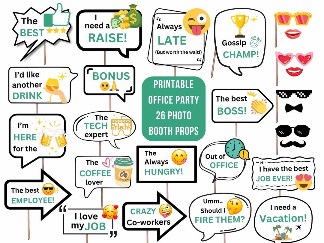 Printable Office Party Props, Office Party Photobooth Props, Work Party ...