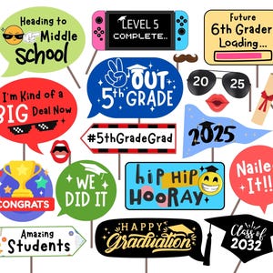 5th Grade Graduation Photo Booth Props, End of Year Party Decorations ...