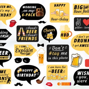 Birthday Beer Party Props Printable, Beer Birthday Photo Booth Props ...