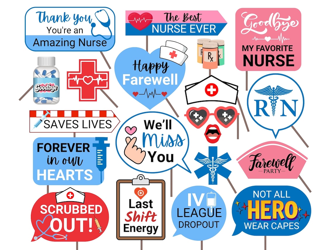 Nurse Farewell Party Photo Booth Props: Printable RN Goodbye Decor (PDF ...