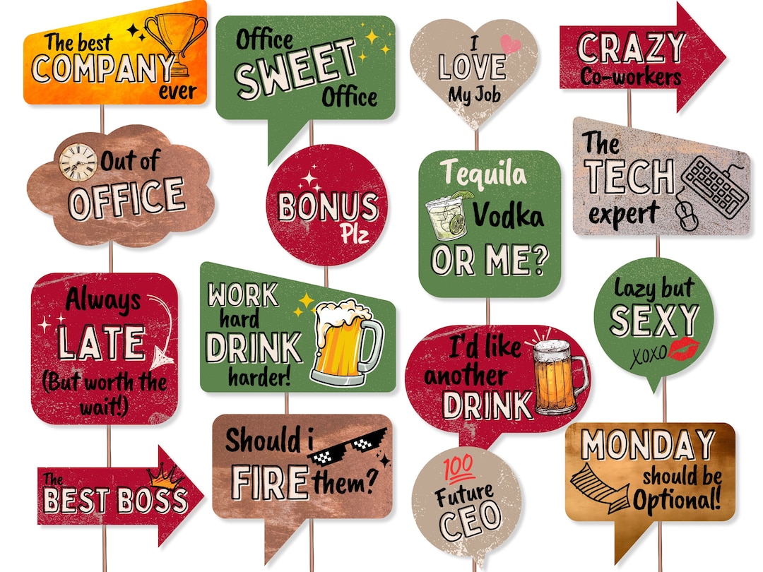 Office Photo Props, Office Party Photobooth Props, Work Party ...
