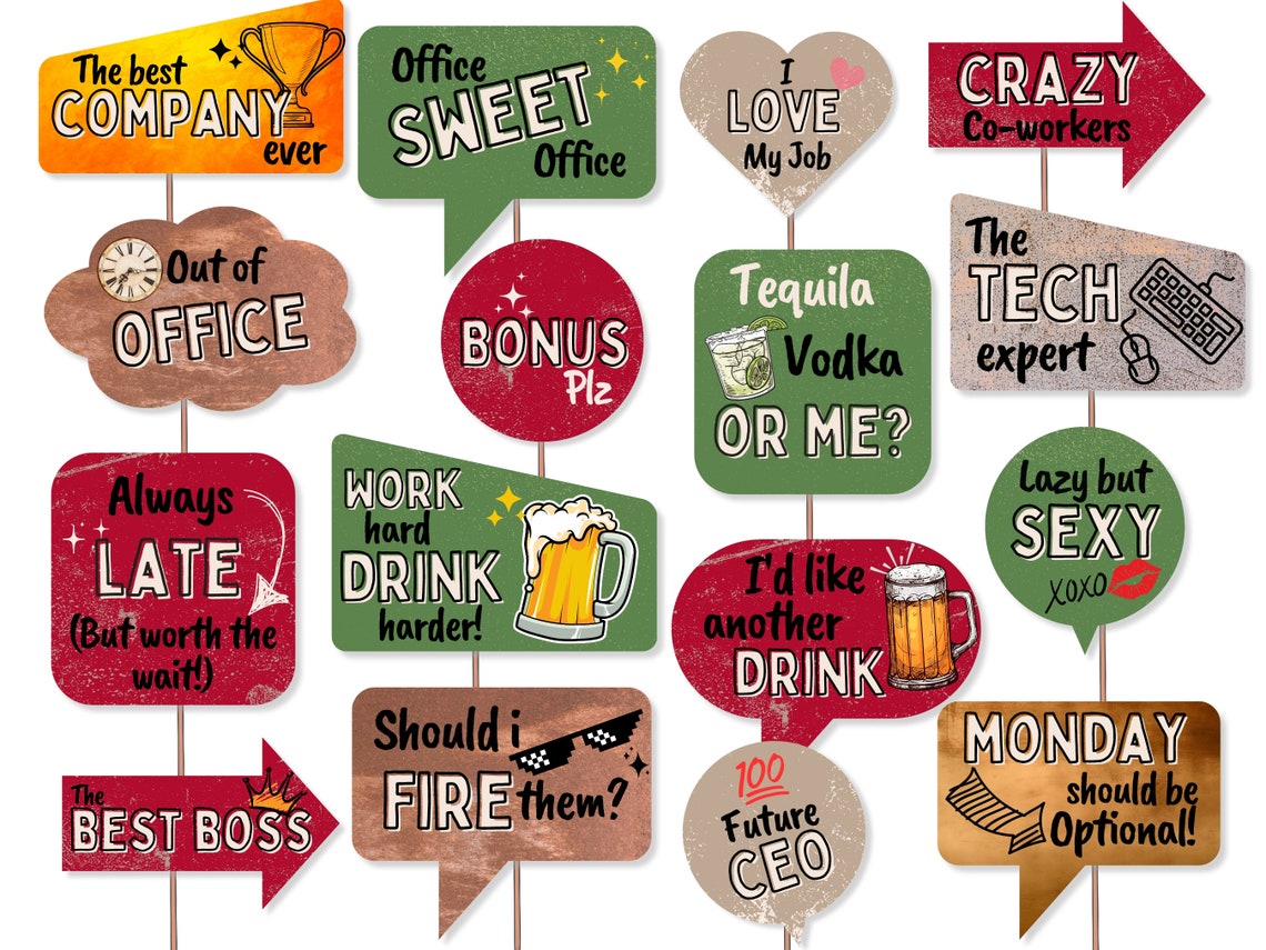 Office Photo Props, Office Party Photobooth Props, Work Party ...