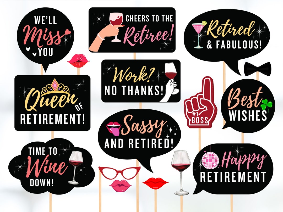 Retirement Party Photo Booth Props Printable, Retirement Photo Booth ...