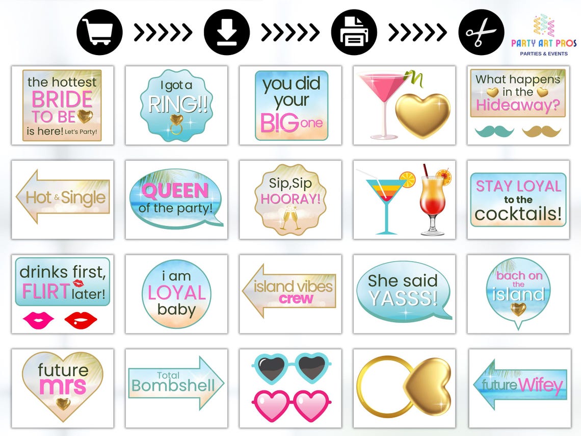 Island Bachelorette Party Props Printable, Island Bach Photobooth Props ...