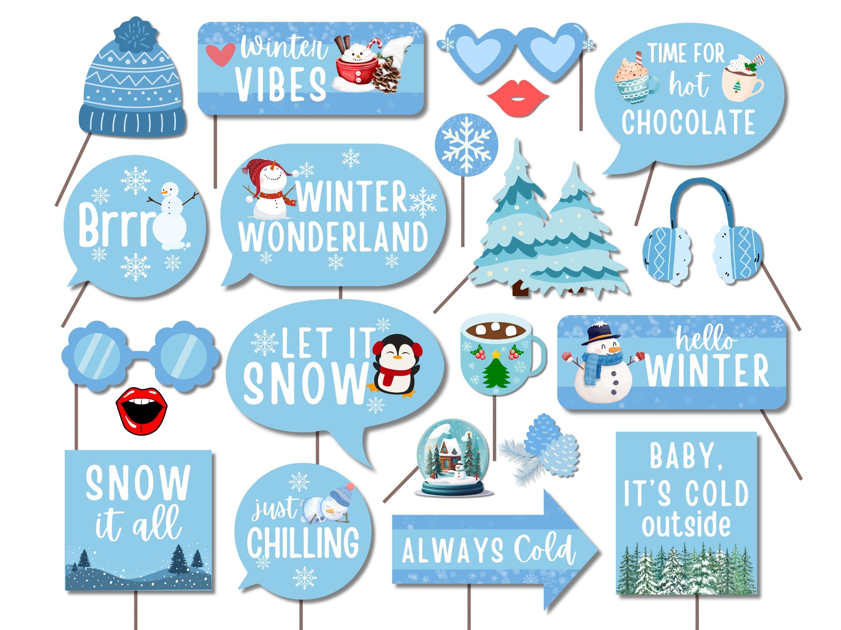 Winter Wonderland Photo Booth Props: 40 Printable Designs (PDF) - Etsy