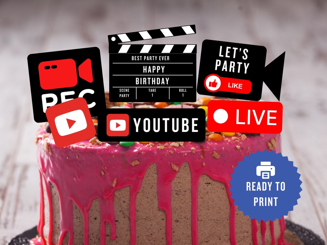 Social Media Birthday Cake Toppers: Video Star Party (digital Download ...