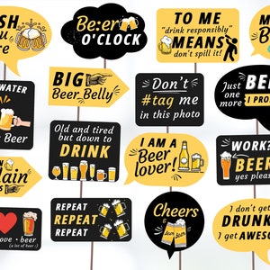 Fun Beer Lover Party Photo Booth Props, Beer Party Props, Cheers and ...