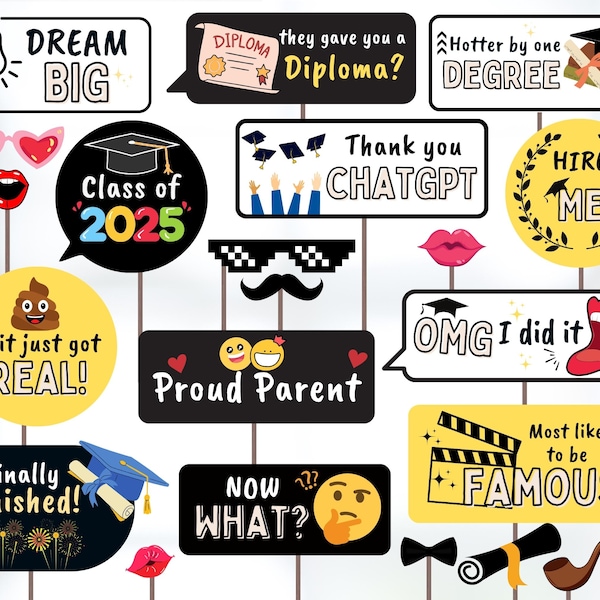 Graduation Photobooth Props - Etsy