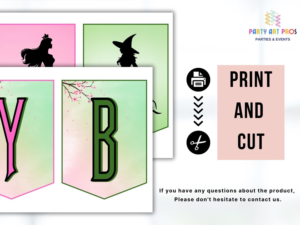 Personalized Witch Birthday Banner: Pink & Green Party Decor (digital ...