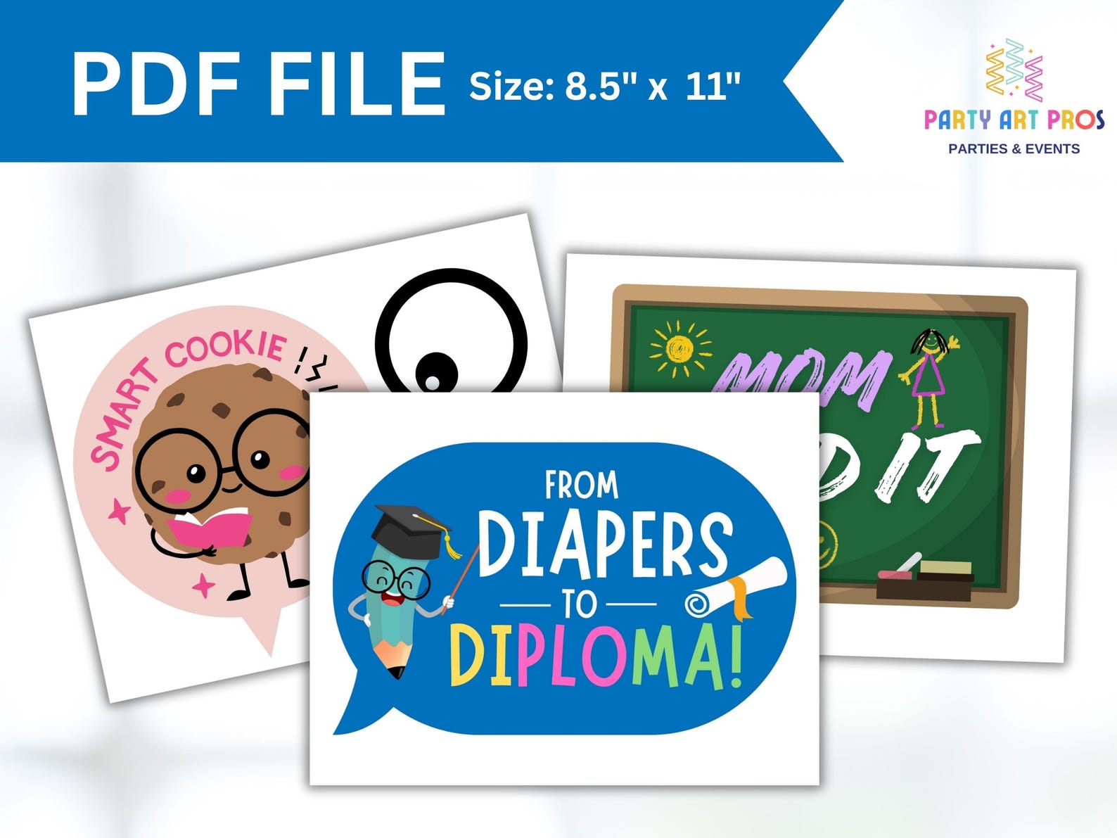 Preschool Graduation Photo Props Printable, Last Day of School Selfie ...