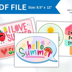 Summer Photo Booth Props Printable, Kids Pool Party Decor, Beach Party ...