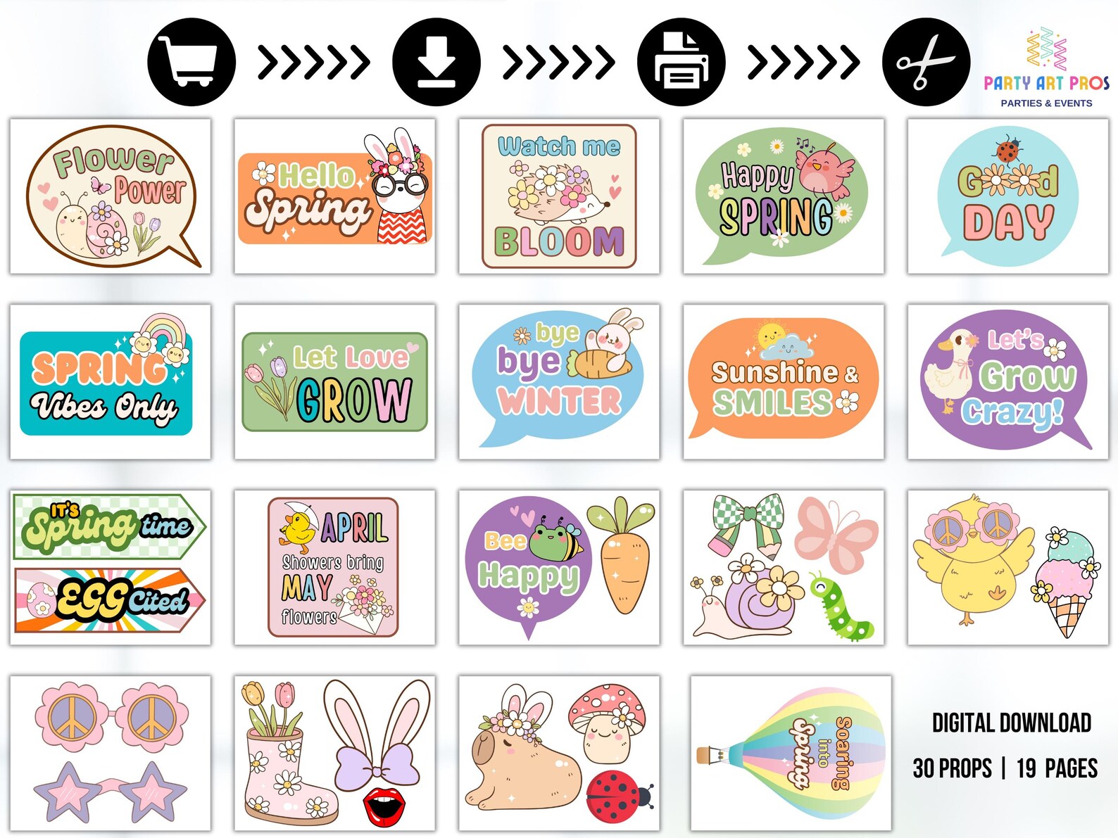 Spring Photo Booth Props: Easter Party Decorations (digital Download ...