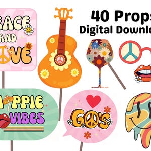 Groovy 60s Party Props Printable, 60's Hippie Theme Party, 60s Party ...