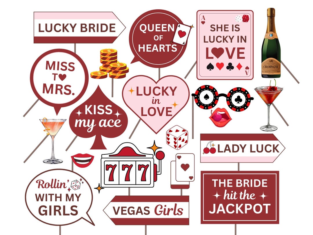 Lucky in Love Bachelorette Party Props, Vegas Bachelorette Photobooth ...