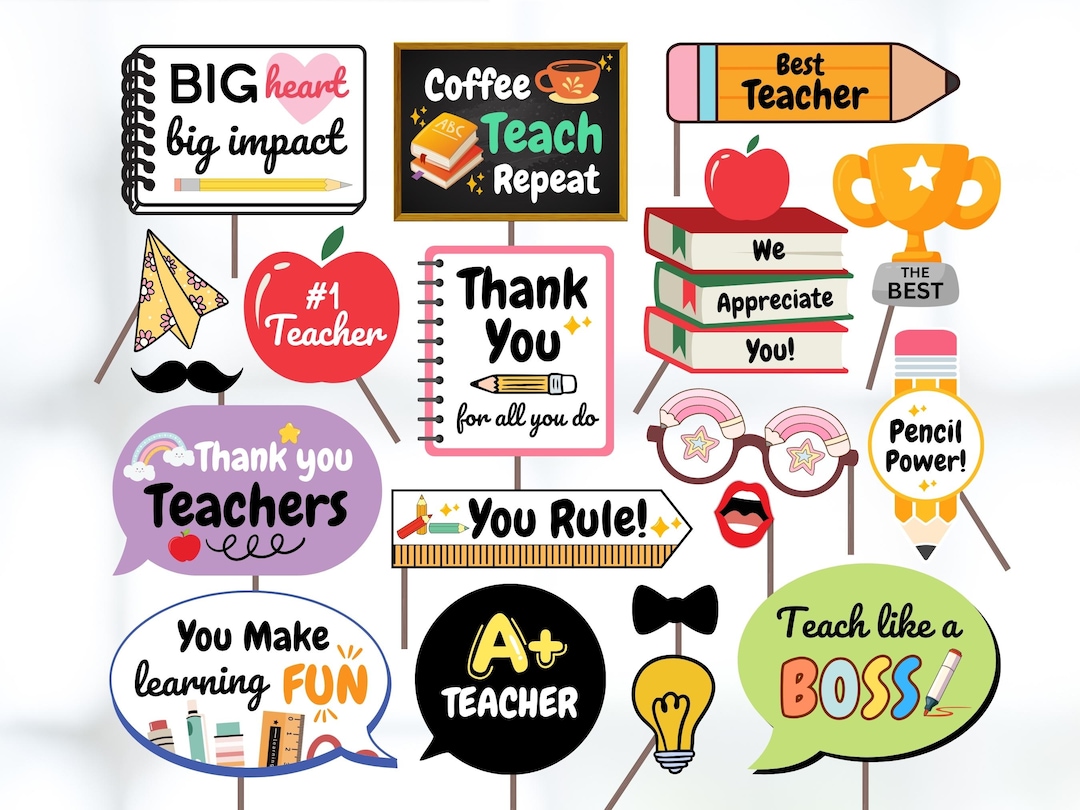 Teacher Appreciation Photo Booth Props: Printable Party Decorations ...