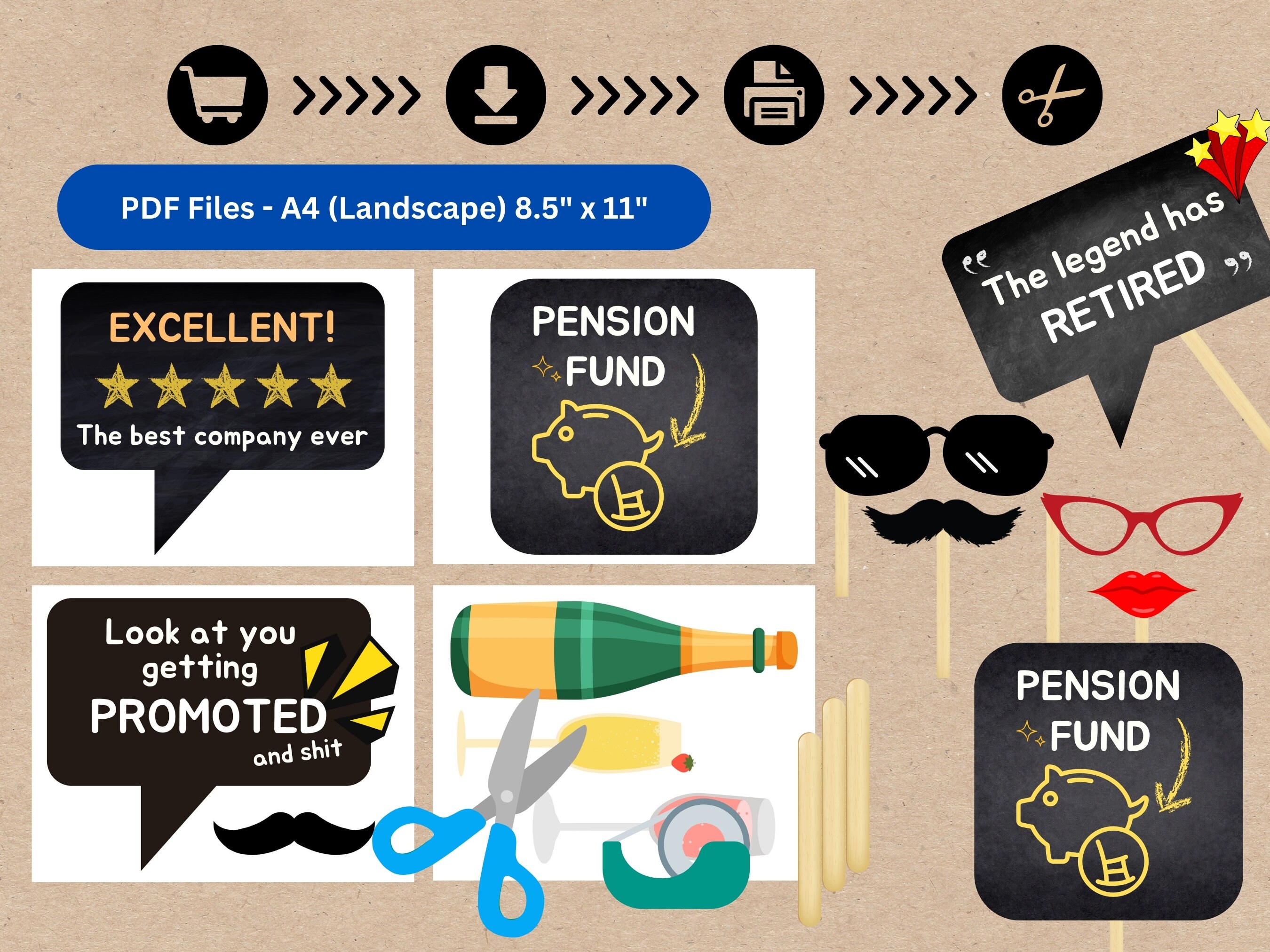 Office Photo Booth Props, Corporate Photo Booth Props, Office Party ...