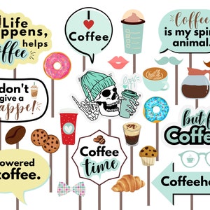 Coffee Party Photo Booth Props: 30 Printable Designs (PDF) - Etsy