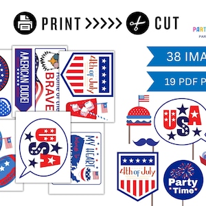 4th of July Photo Booth Props: Independence Day Party Decorations (PDF ...