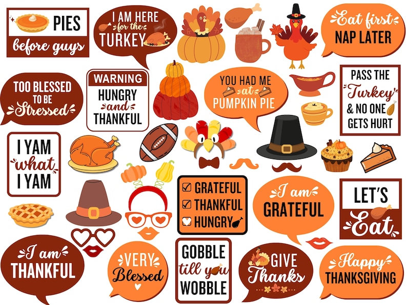 Funny Thanksgiving Photo Props, Thanksgiving Photobooth Props ...