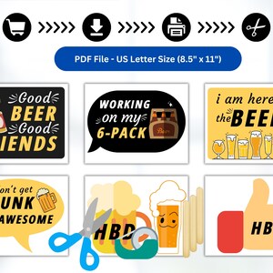 Birthday Beer Party Props Printable, Beer Birthday Photo Booth Props ...