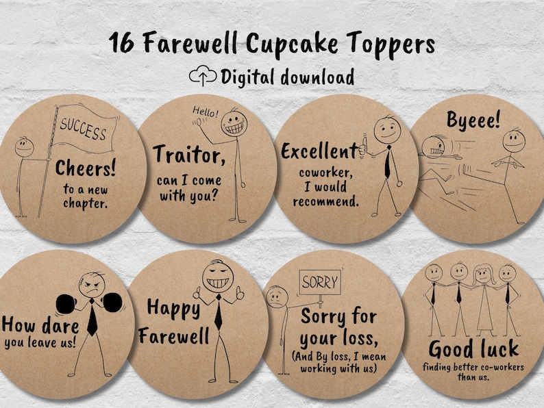 Farewell Cupcake Toppers, Office Cupcake Toppers, Farewell Party ...