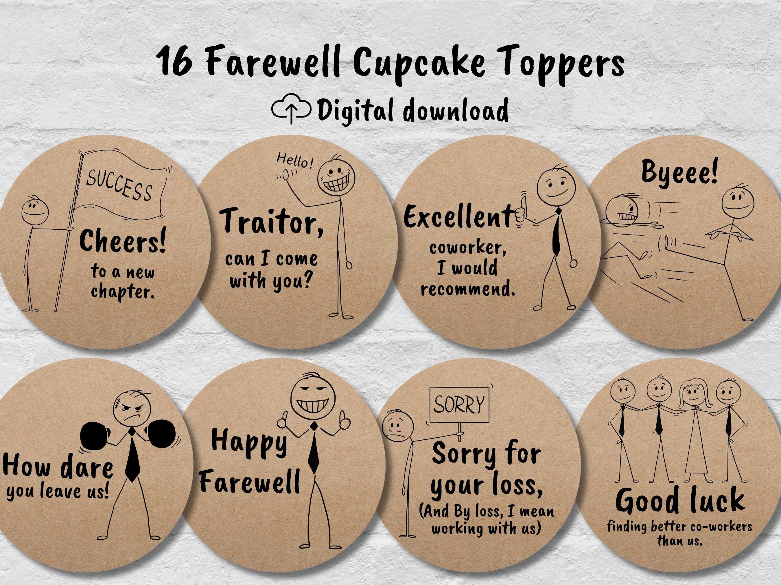 Farewell Cupcake Toppers, Office Cupcake Toppers, Farewell Party ...