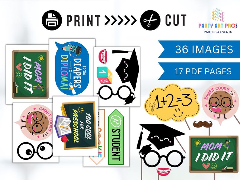 Preschool Graduation Photo Props Printable, Last Day of School Selfie ...