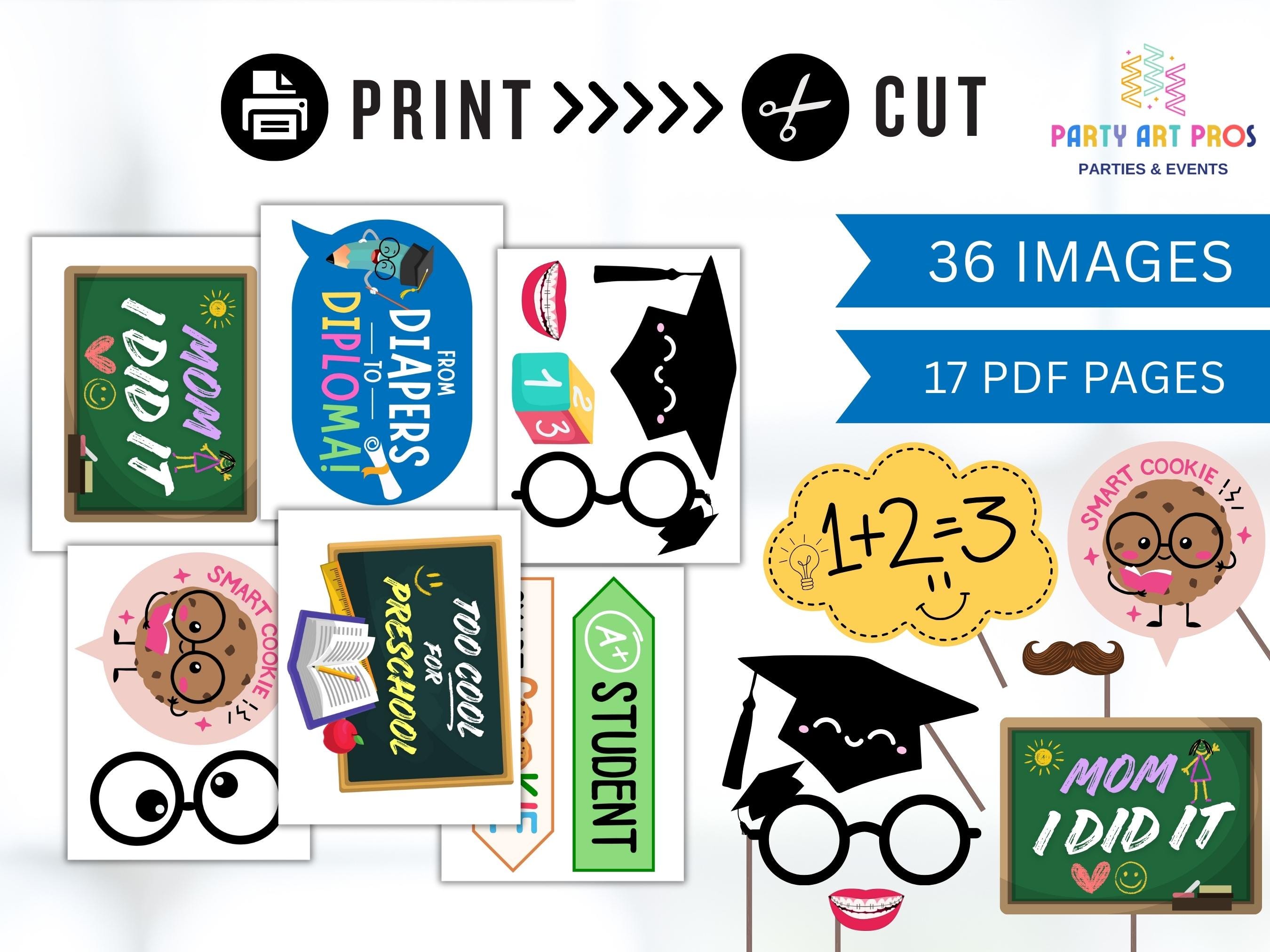Preschool Graduation Photo Props Printable, Last Day of School Selfie ...