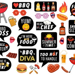BBQ Party Props Printable, BBQ Party Photo Booth Props, Barbecue Party ...