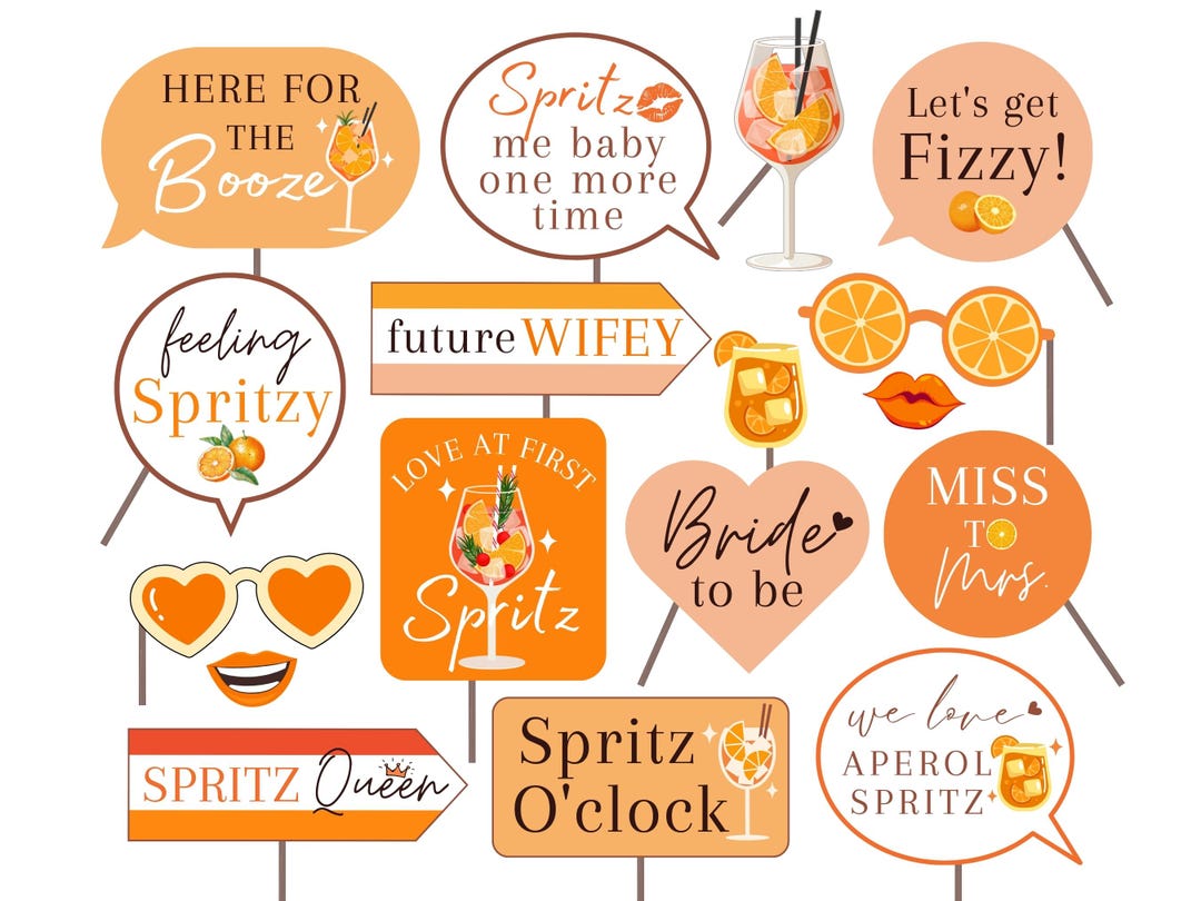 Love at First Spritz Bachelorette Party Props, Aperol Spritz Bridal ...