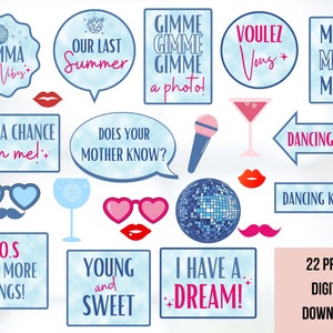 Dancing Queen Party Props Printable, Dancing Queen Photo Booth Props ...