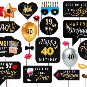 40th Birthday Photobooth Props, 40 Birthday Photo Props, 40th Birthday ...